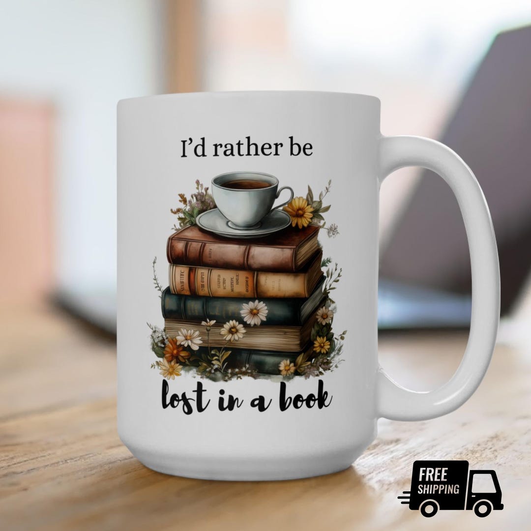 Vintage Book Stack Coffee Mug Stack of Books Cup Library Lover Gift ...