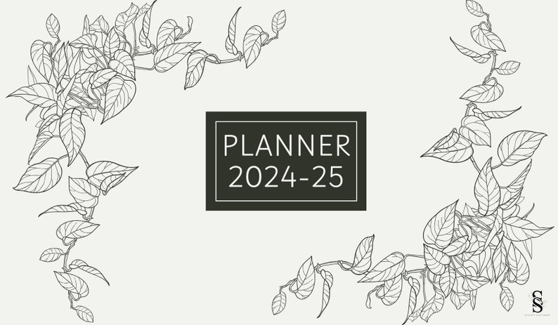 Printable Calendar landscape 2024 2025: Plant & Floral Design, Monthly ...