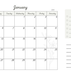 Printable Calendar landscape 2024 2025: Plant & Floral Design, Monthly ...