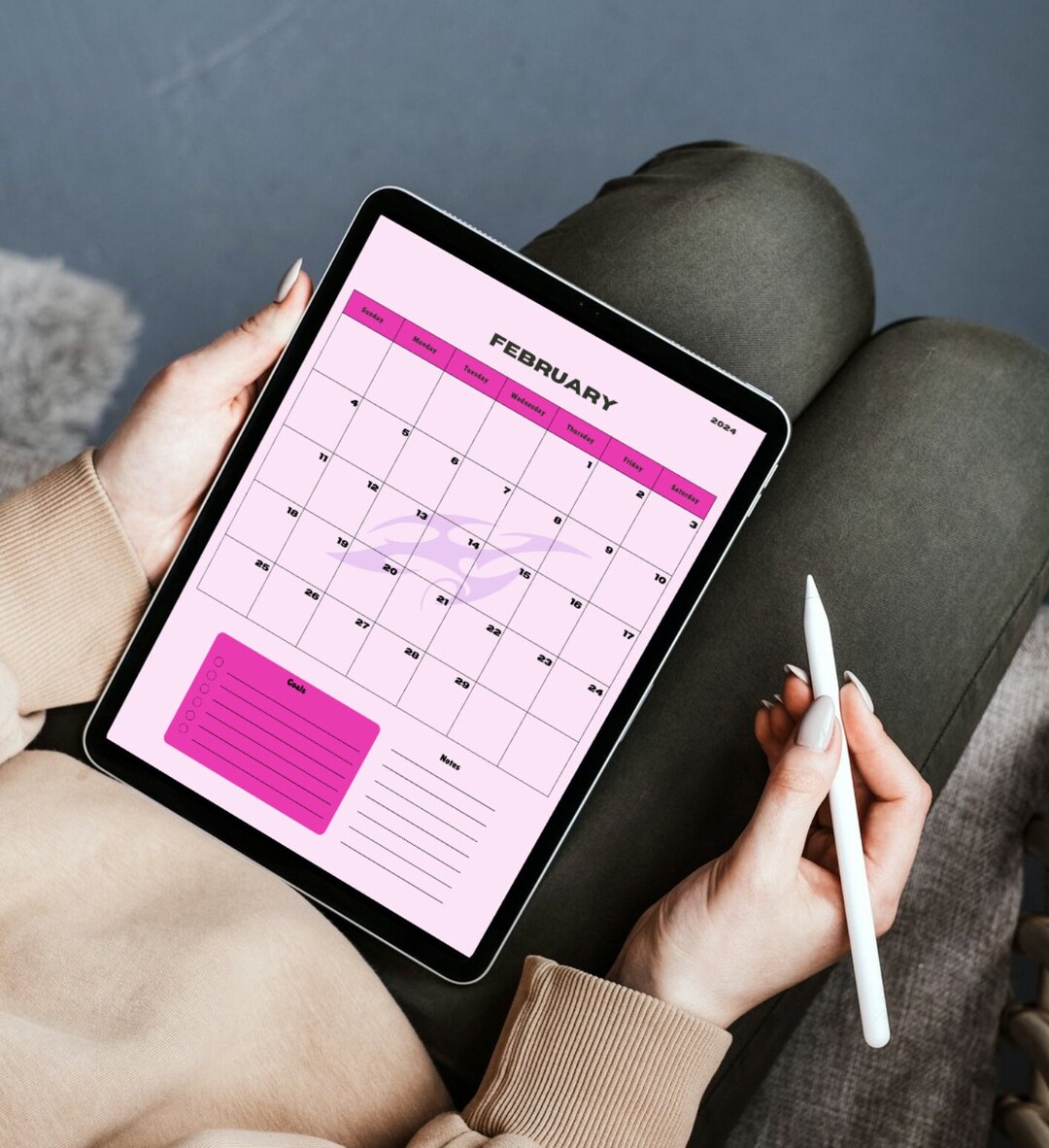 2024-2025 Digital Calendar, Y2K Line Art Designs, Printable ...