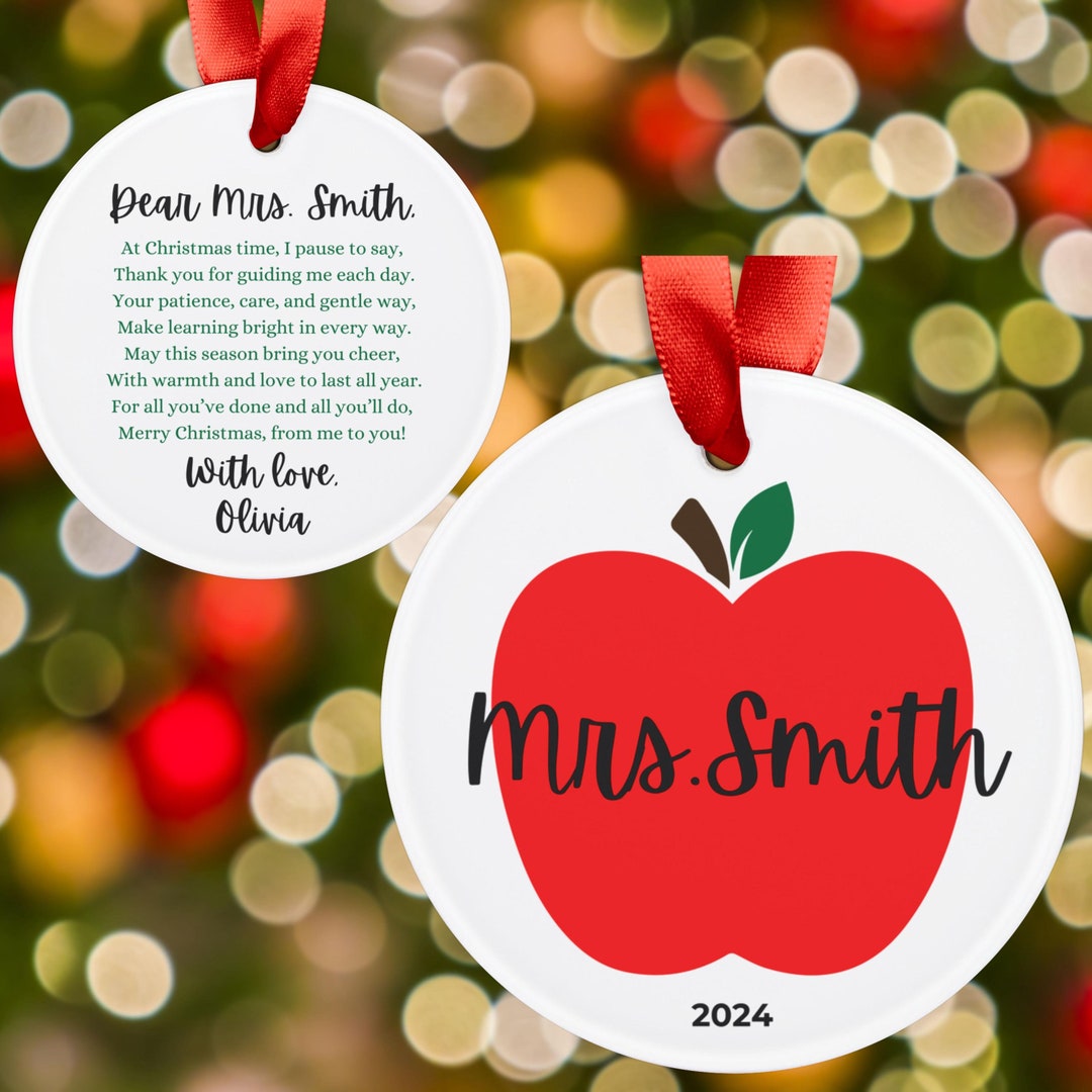 Teacher Christmas Poem Ornament, Custom Teacher Gift, Teacher ...