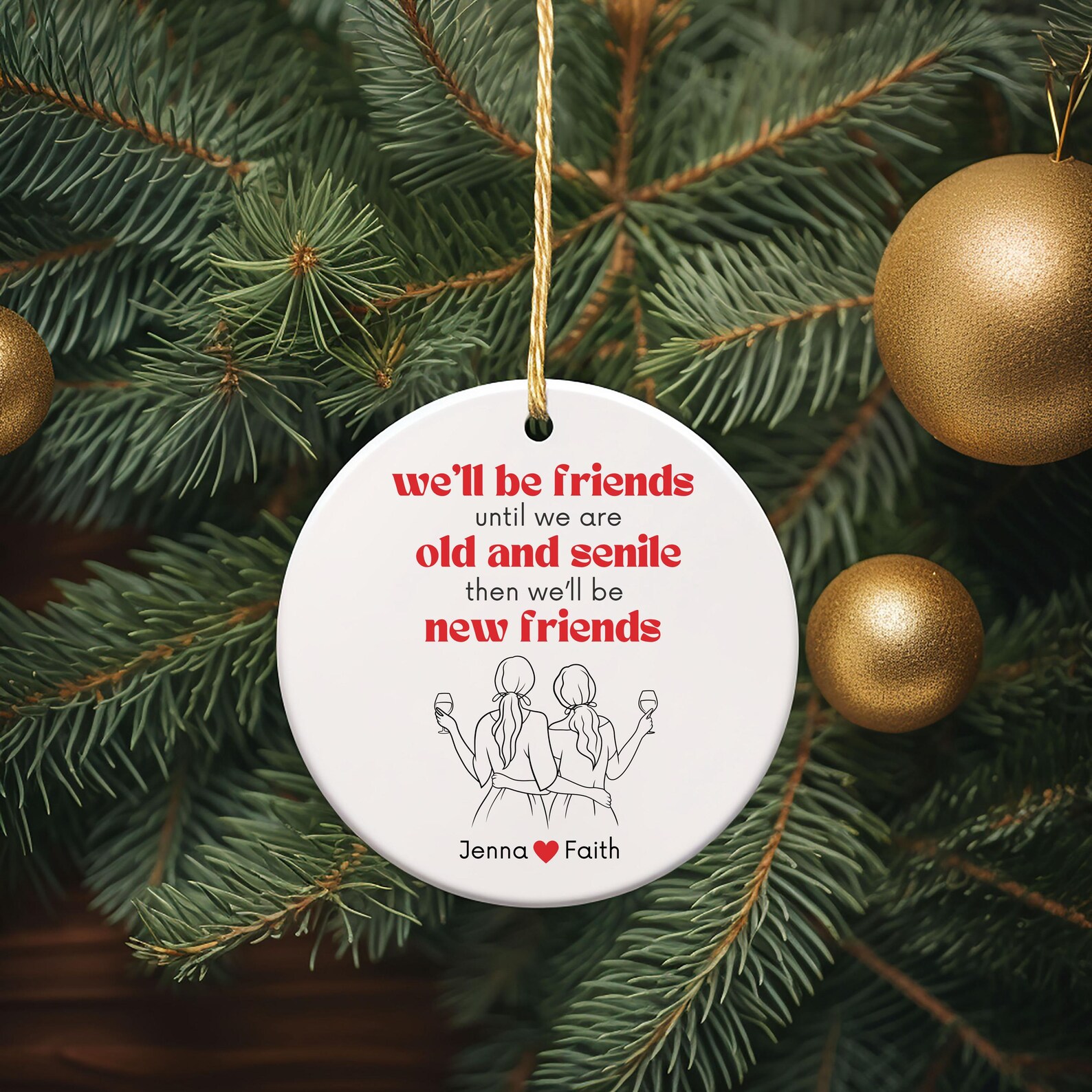 Personalized Best Friend Ceramic Ornament, Funny Best Friend Gift ...