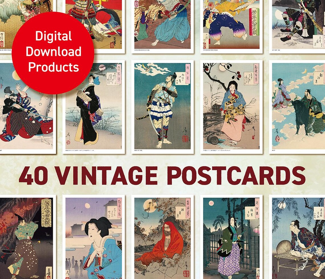 Vintage Japanese Postcards / 4x6 Postcard, Yoshitoshi Tsukioka Print ...