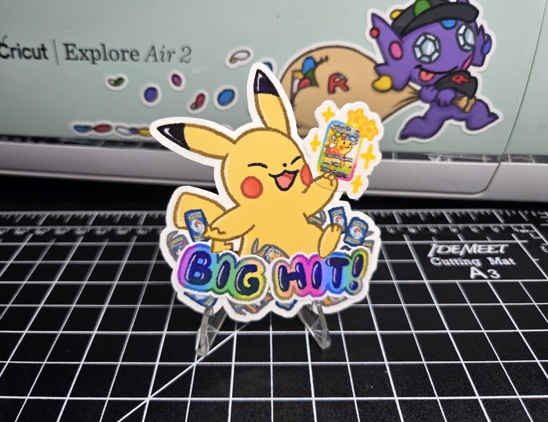 Pikachu TCG "big Hit!" Sticker - Etsy