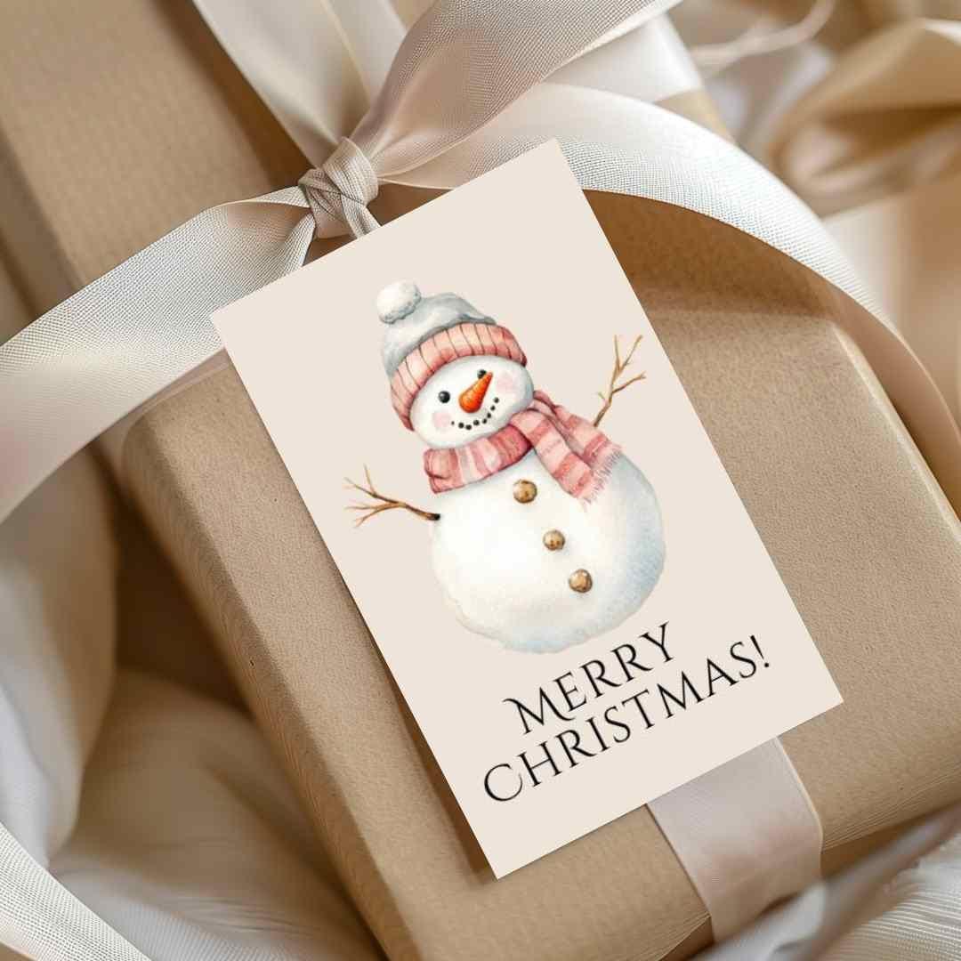 Printable Christmas Gift Tags, Snowman Illustration (digital Download ...