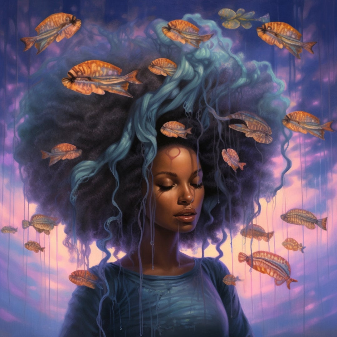 Afro Mermaid Png|african American Art|digital Download |underwater ...