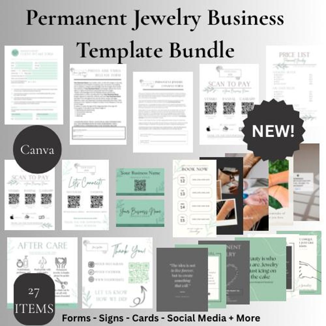 Permanent Jewelry Forms & Social Media Templates: Earthy Chic (digital ...