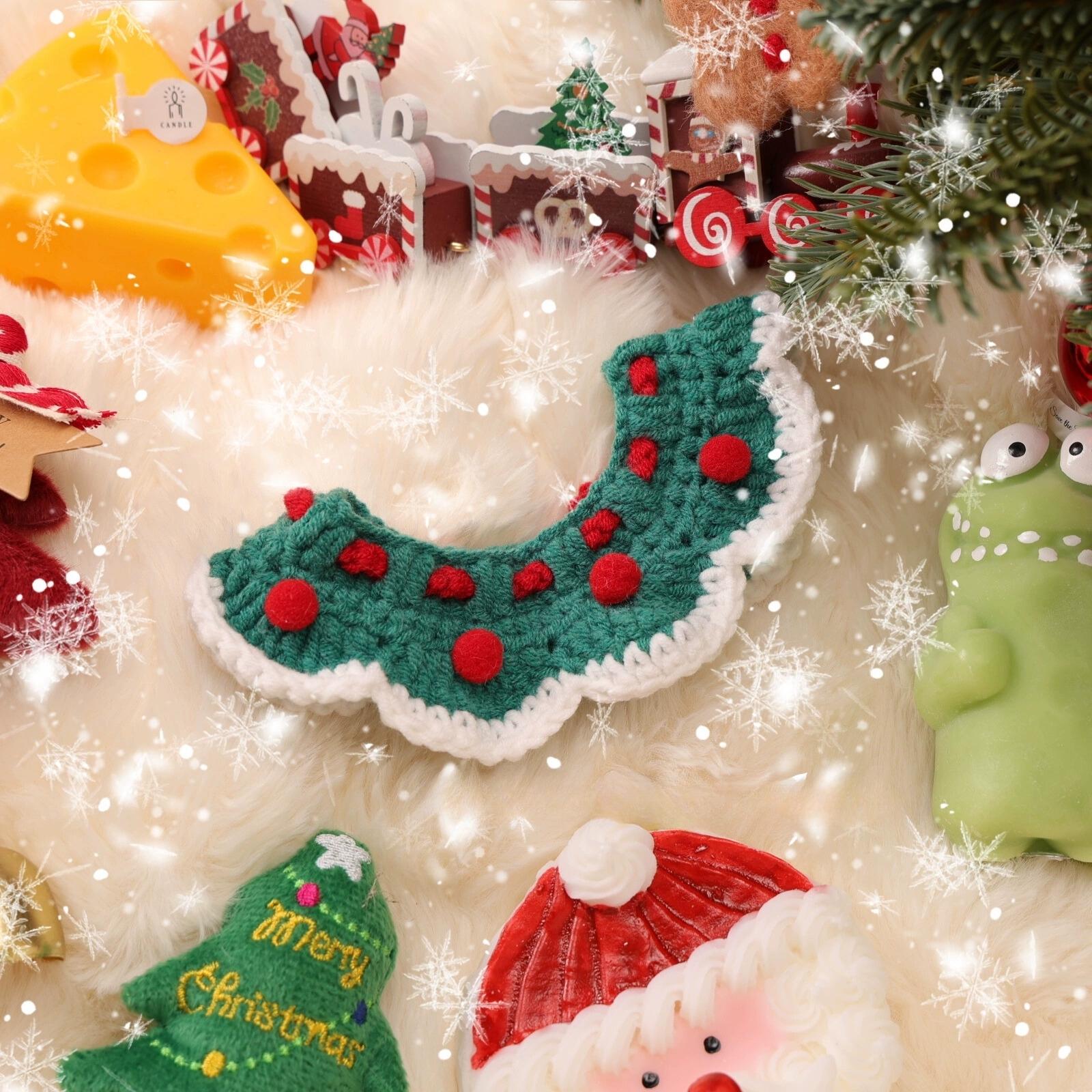 Christmas Crochet Pet Collar Christmas Dog Collar Christmas Cat Collar ...