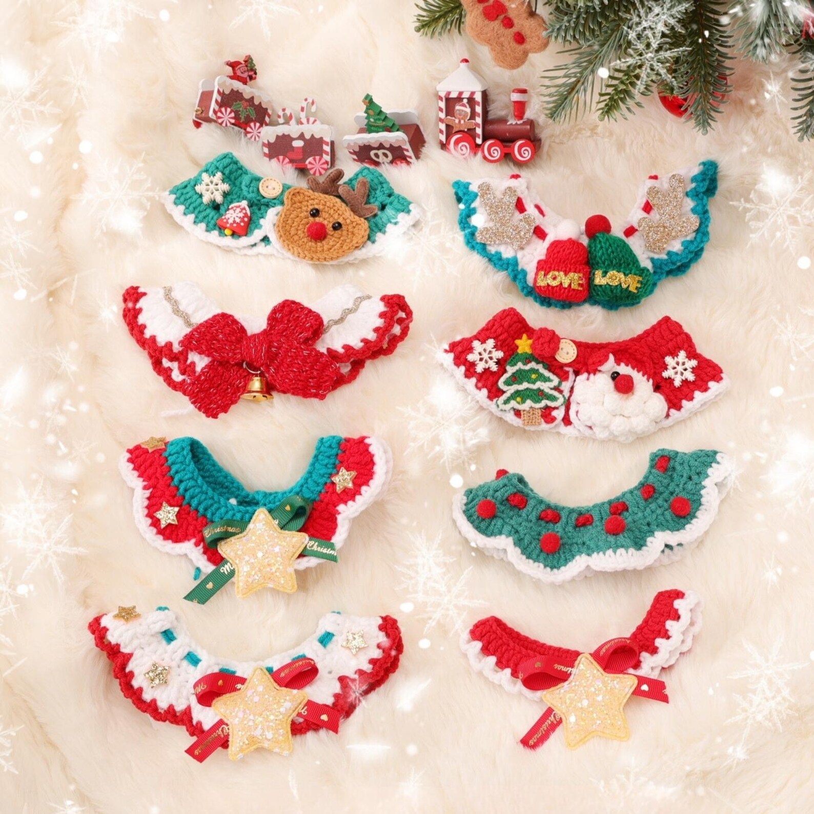 Christmas Crochet Pet Collar Christmas Dog Collar Christmas Cat Collar ...