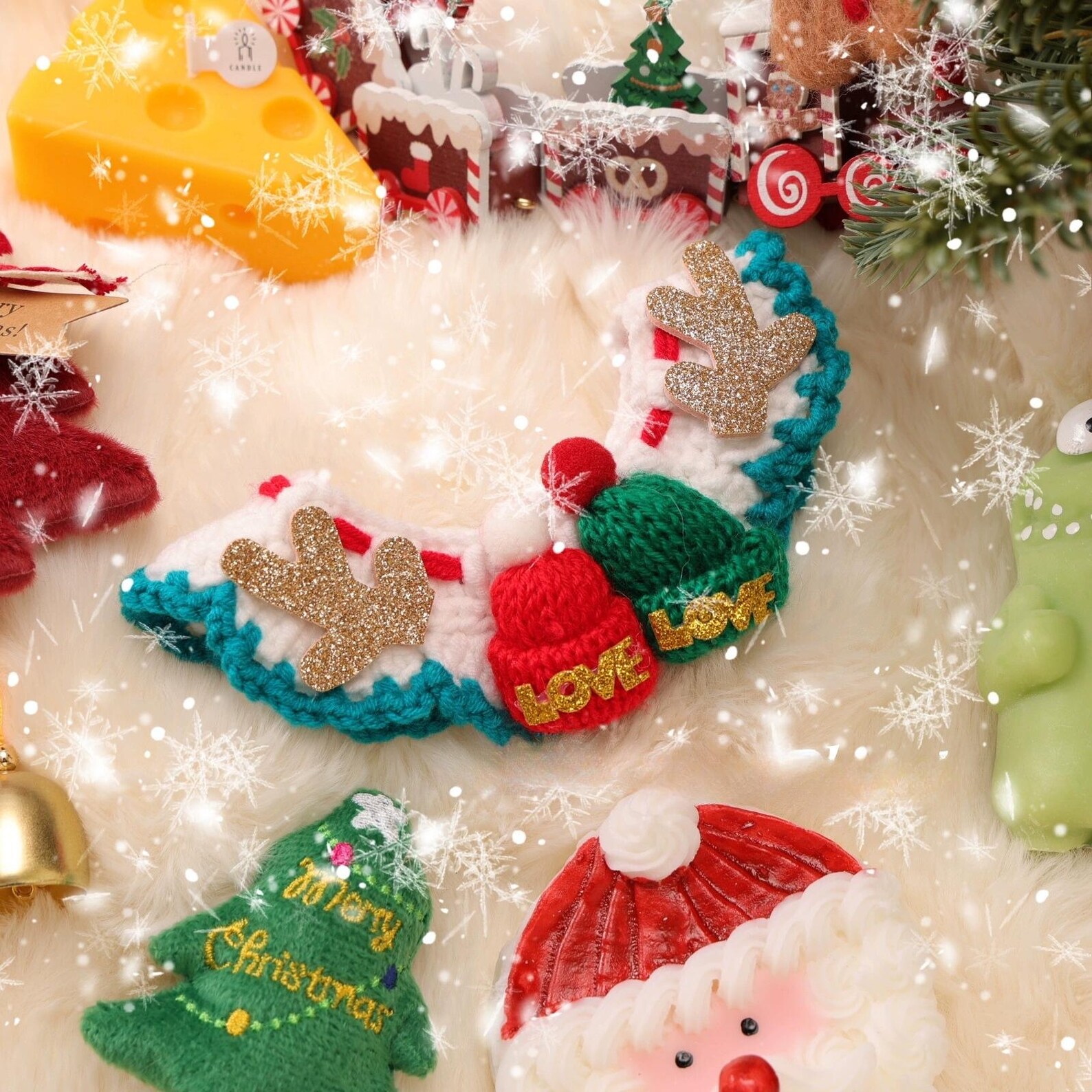Christmas Crochet Pet Collar Christmas Dog Collar Christmas Cat Collar ...