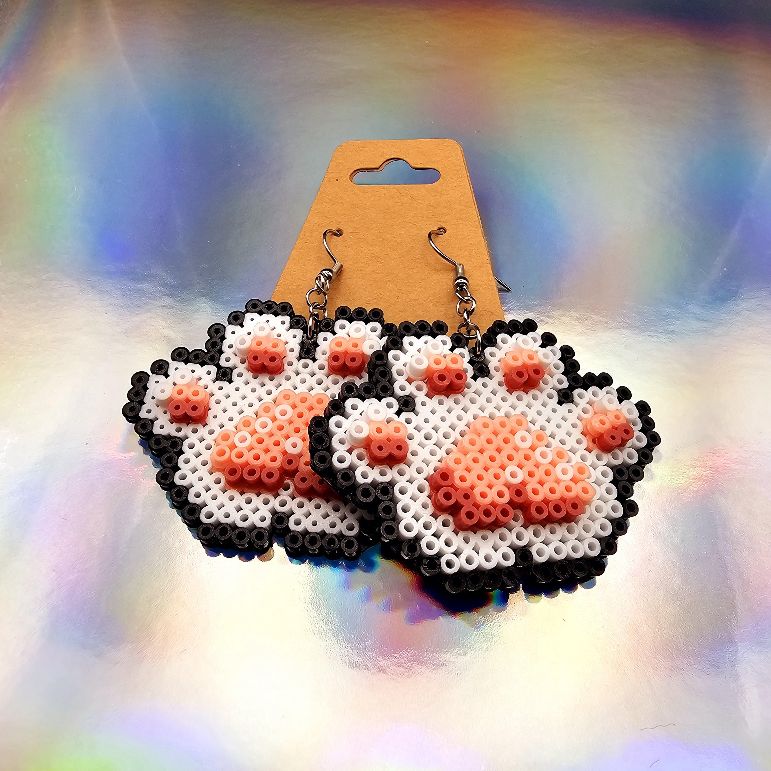 Pixel Perler Kitty Paw Earrings - Etsy