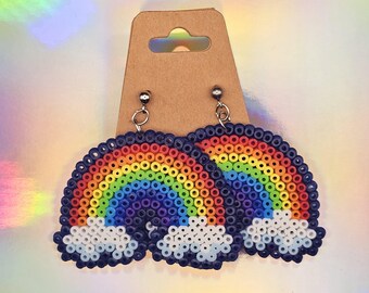 Rainbow Pixel Earrings 1990s Nostalgic Gift Raindrop Perler Kidcore ...