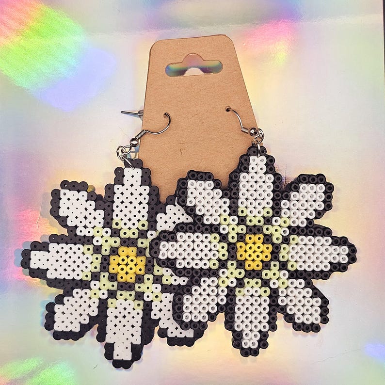 Pixel Perler Daisy Earrings - Etsy
