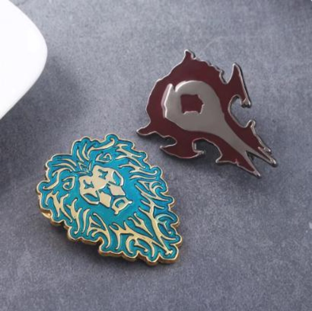 World of Warcraft Logo Pins Brooch Alliance Horde WOW Badge Brooche ...
