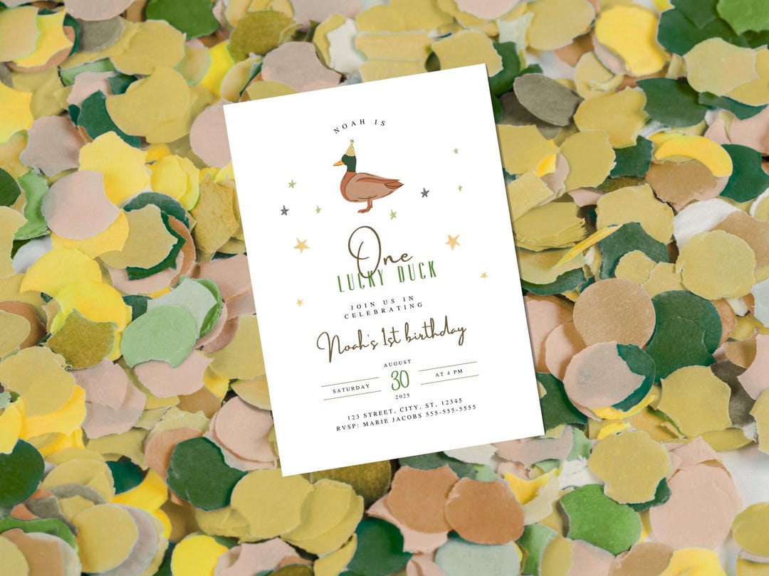 One Lucky Duck First Birthday Invitation, 1st Birthday Duck Invitation ...