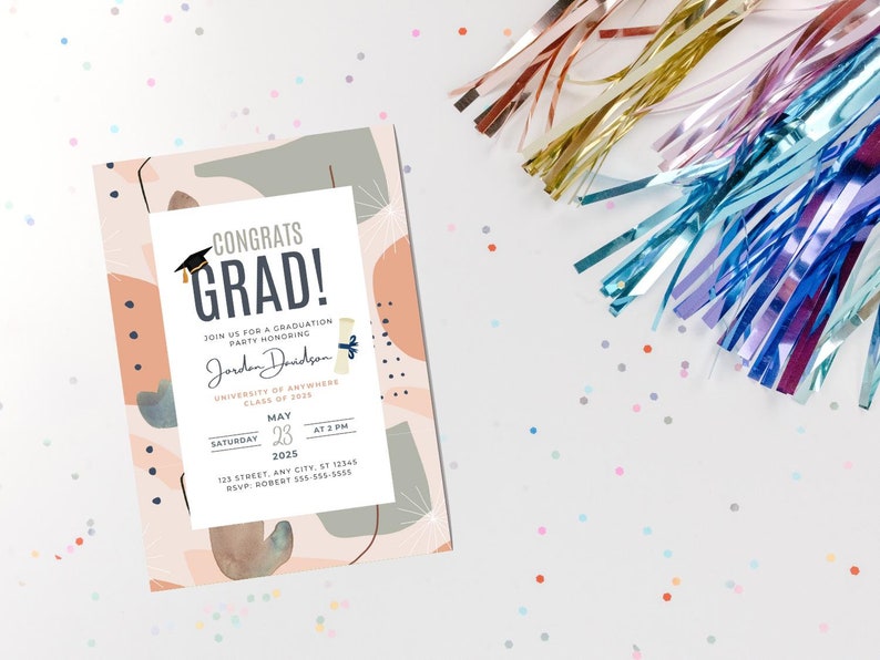 Congrats Grad Graduation Invitation Digital, College, Nurse Graduation ...