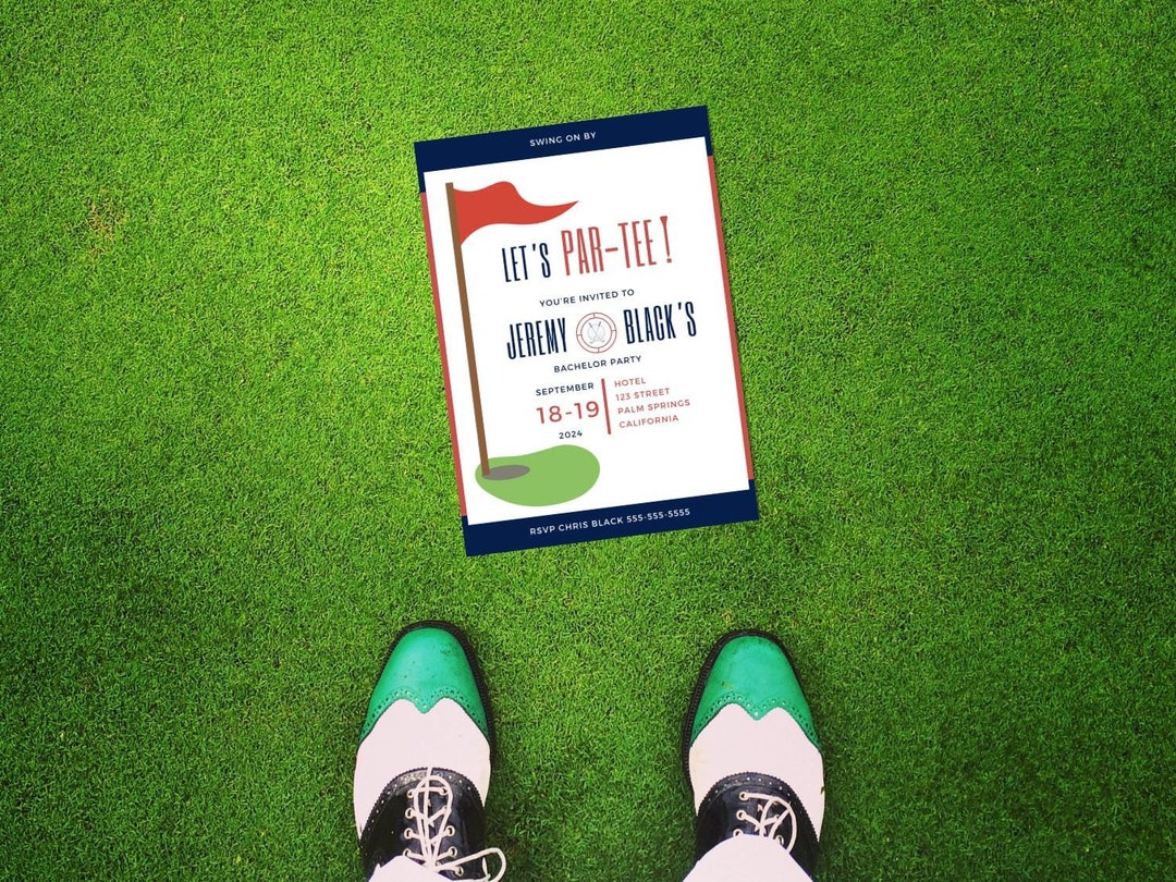 Let’s Par-tee Bachelor Party Invitation, Golf Bachelor Party Invite ...