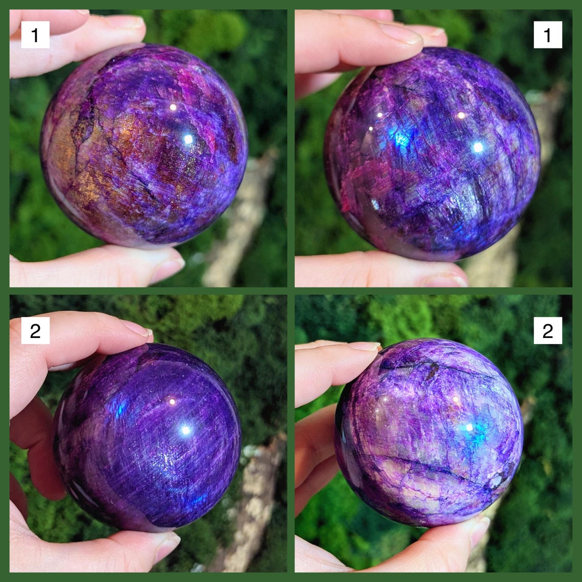 Purple Moonstone With Sunstone Spheres | Transformation, Balance ...