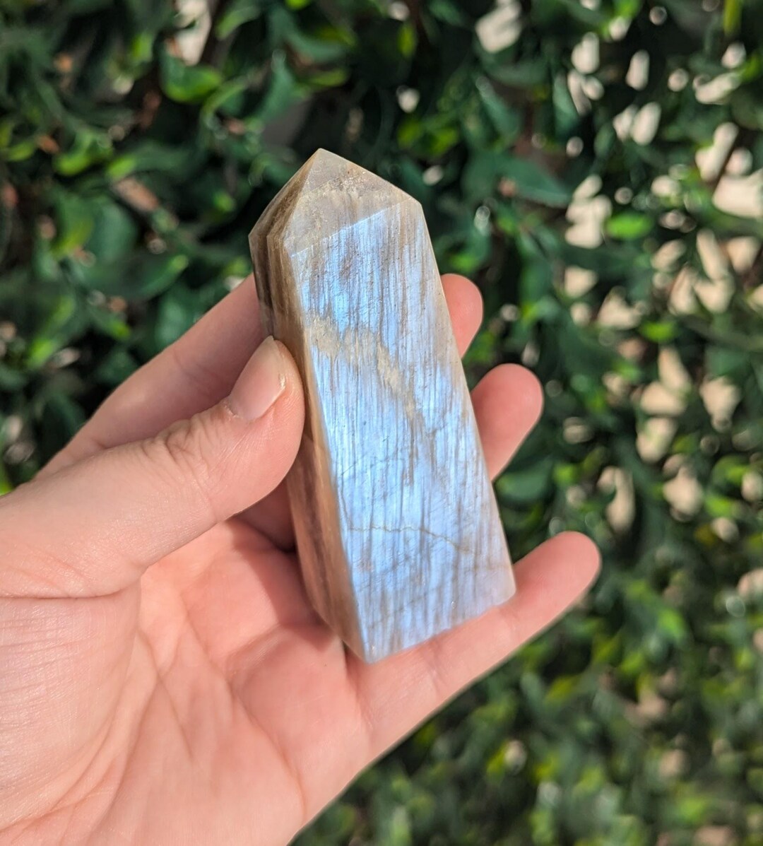 Blue Flash Moonstone Single Point Tower | Stone of Intuition, Emotional ...