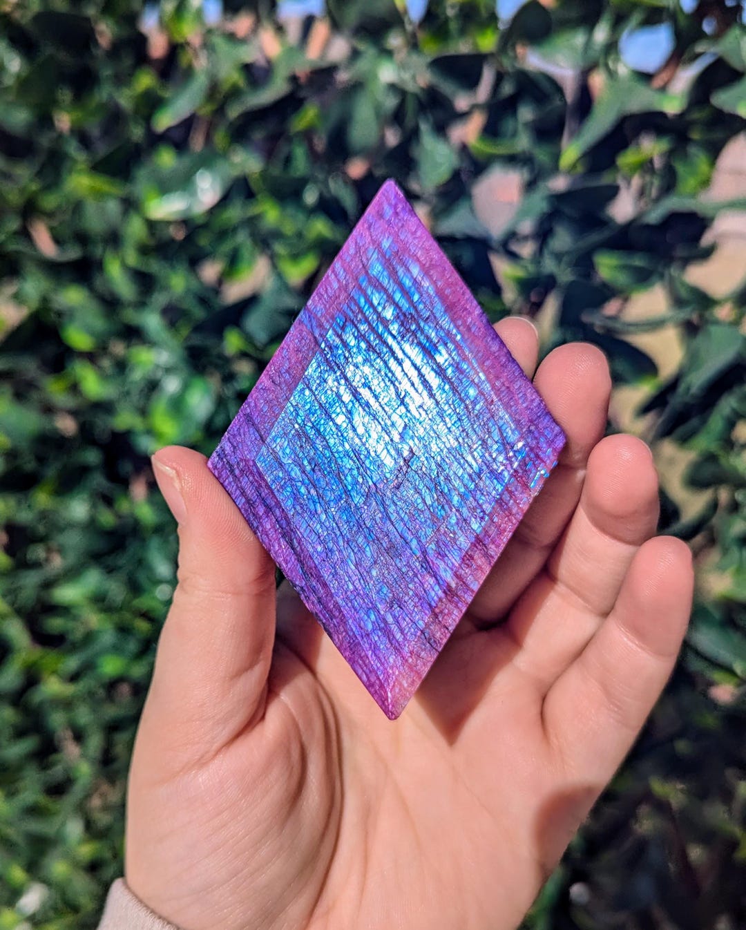 Purple Moonstone Diamond Carving With Blue Flash | Stone of Intuition ...