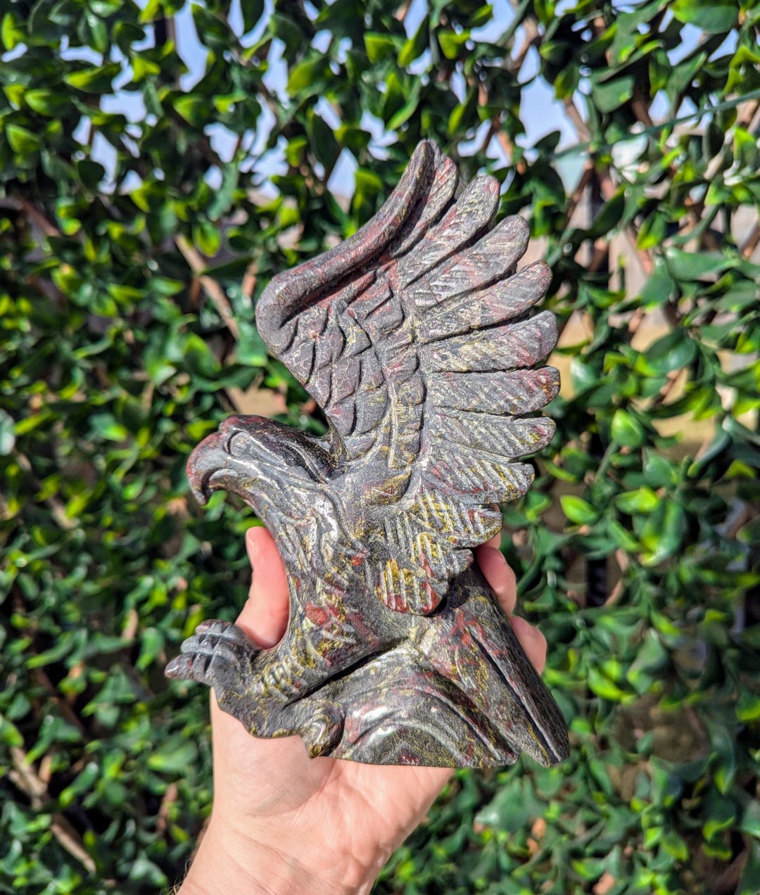 Large Dragon Blood Stone Eagle Carving 44 Oz, 7.25 Tall Stone of ...