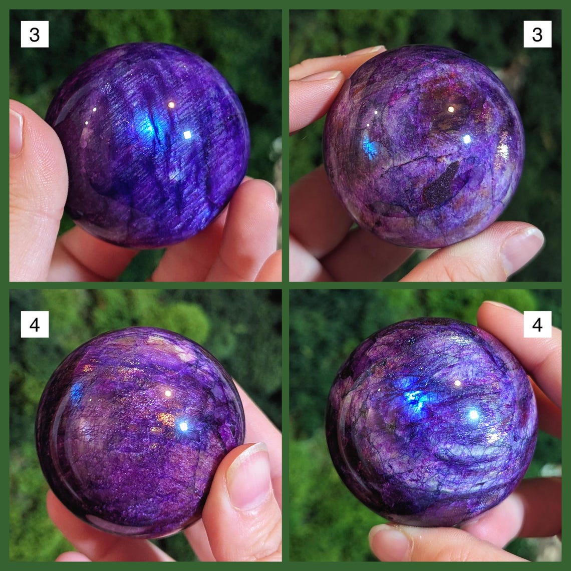 Purple Moonstone With Sunstone Spheres | Transformation, Balance ...
