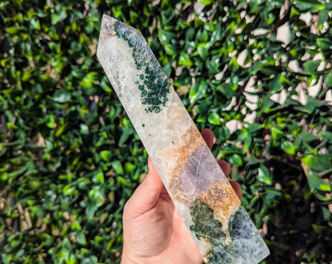 Huge Agate Tower With Moss Inclusions | 40 Oz, 9" Tall – Stone of ...