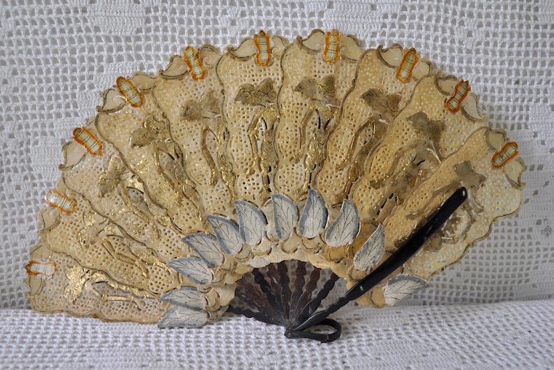 Antique Dutch Indonesian Hand Fan on Vellum C. 1850s | Etsy