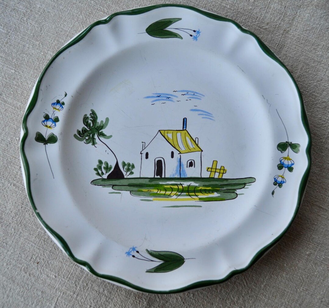 Vintage Varages Faience Plate: Hand-painted French Country Cottage ...