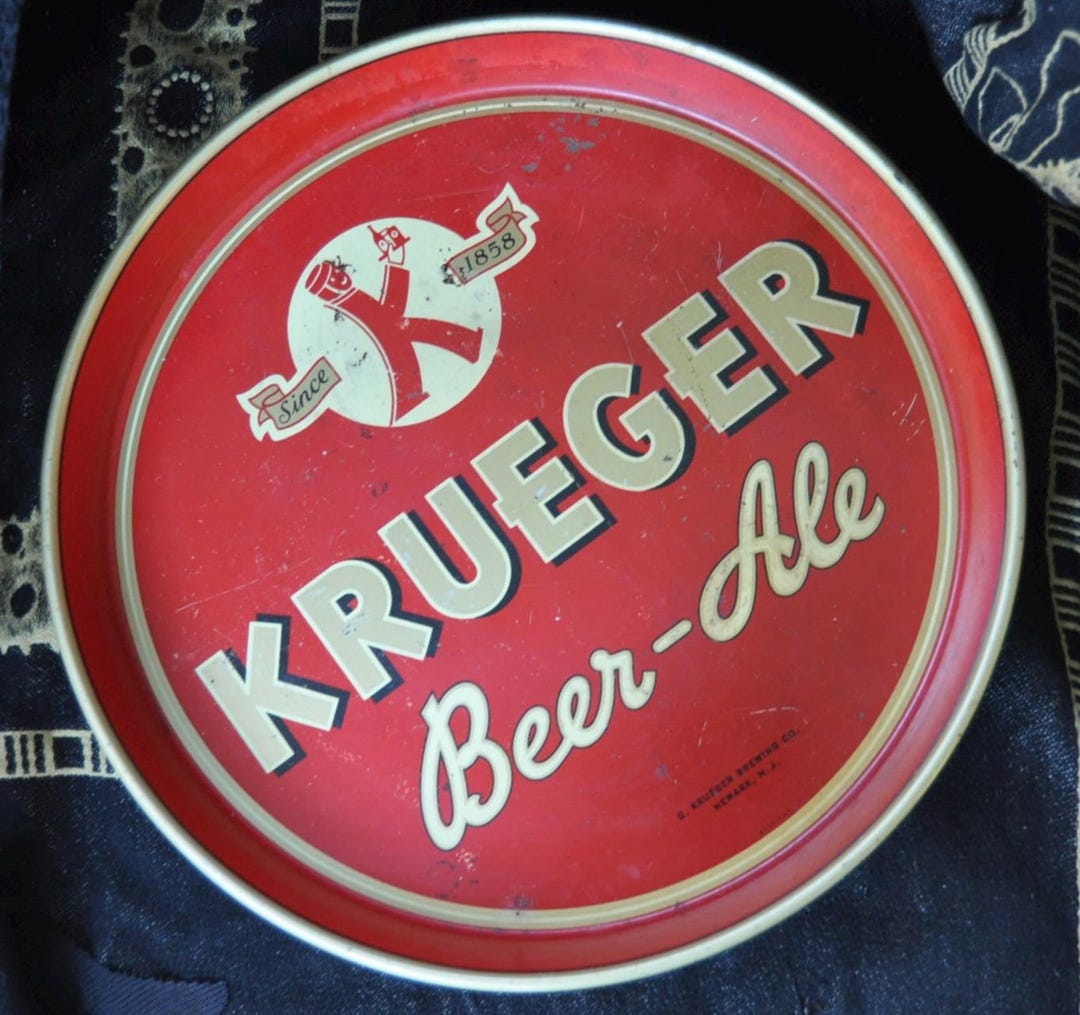 Kreuger Beer-ale Vintage Round Tin Serving Tray/red and Gold Beer ...
