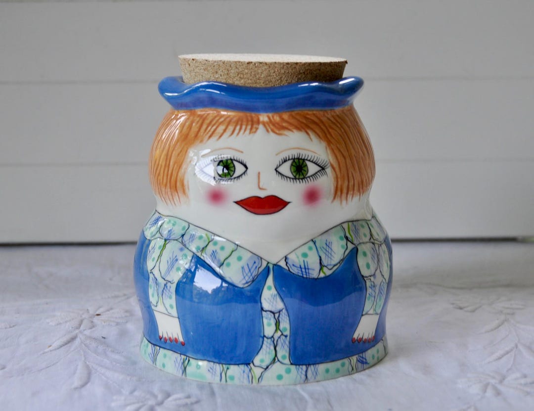 Vintage Susan Paley Novelty Pottery Canister/whimsical "meg" Jar With ...