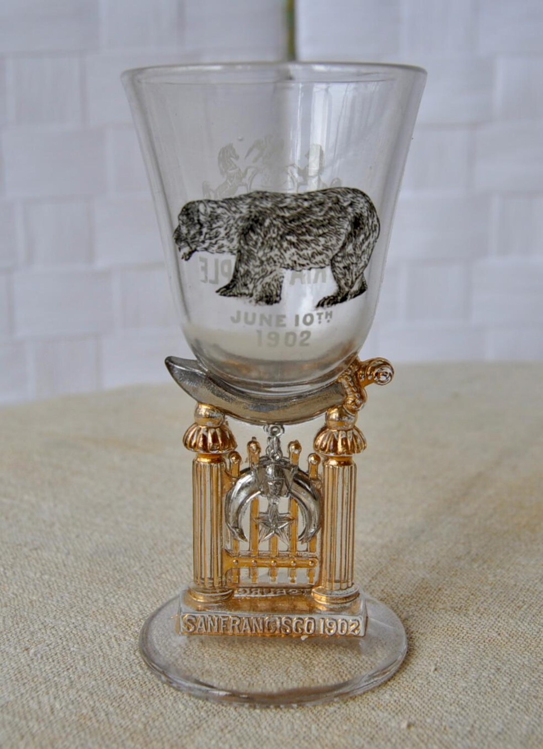 Antique 1902 Masonic Goblet: Syria Temple Pittsburgh, Bear Souvenir - Etsy