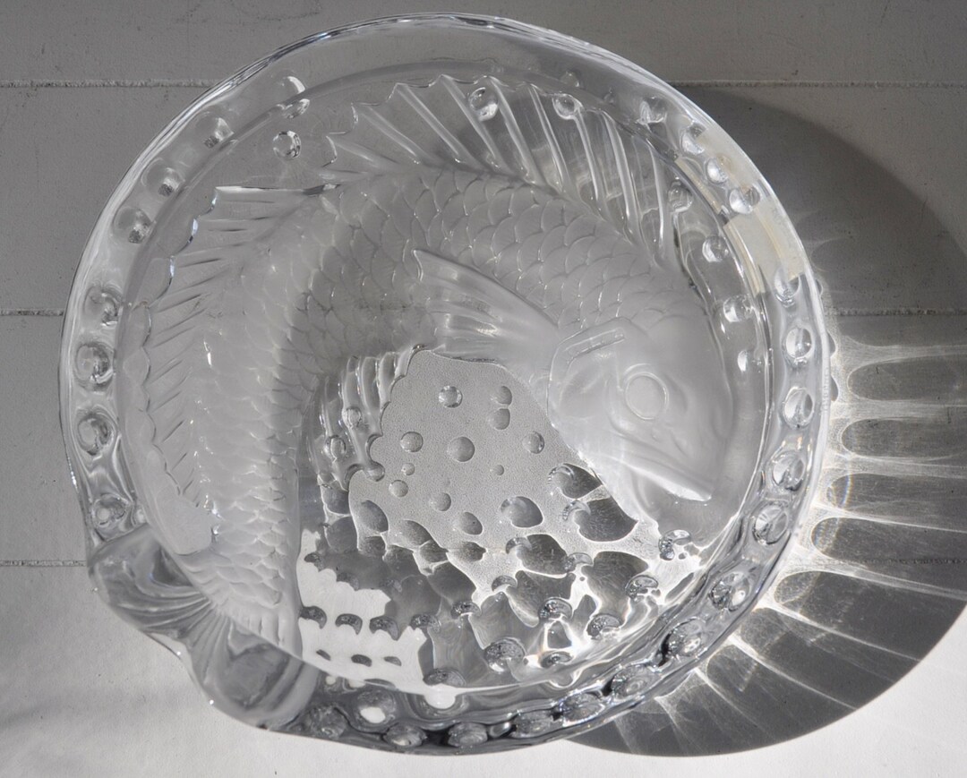 Lalique Crystal Fish Bowl/vintage 1960s 70s/frosted Koi Carp Serving ...