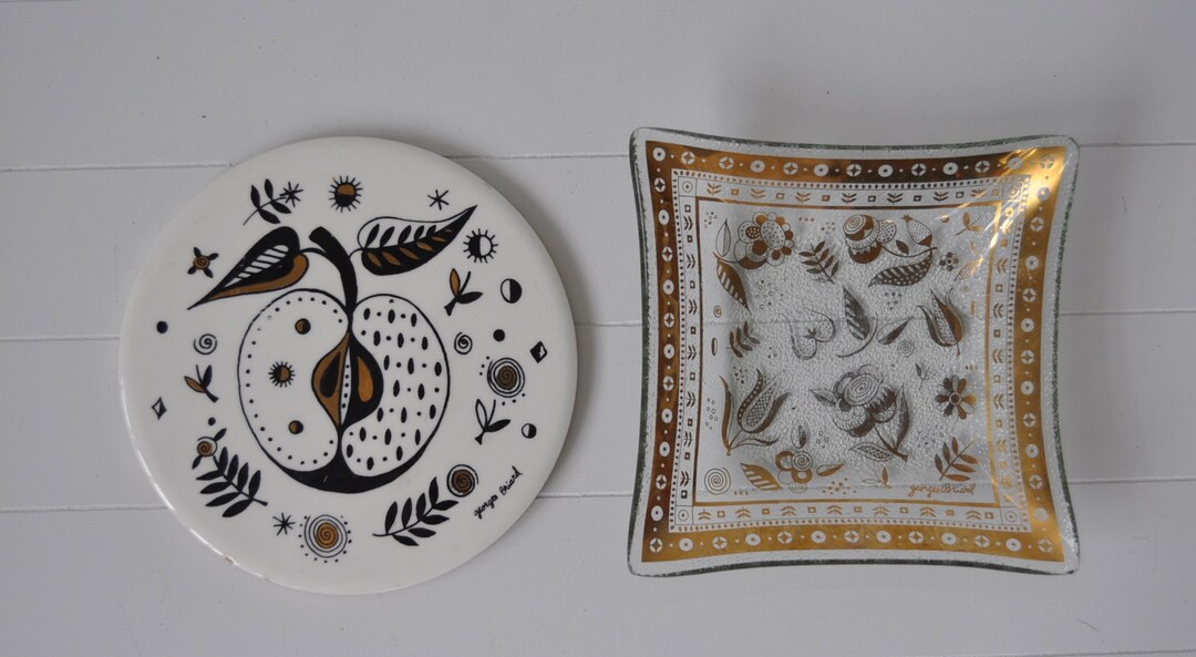 Two Vintage Signed Georges Briard Gilt Table Accessories/glass Mini ...