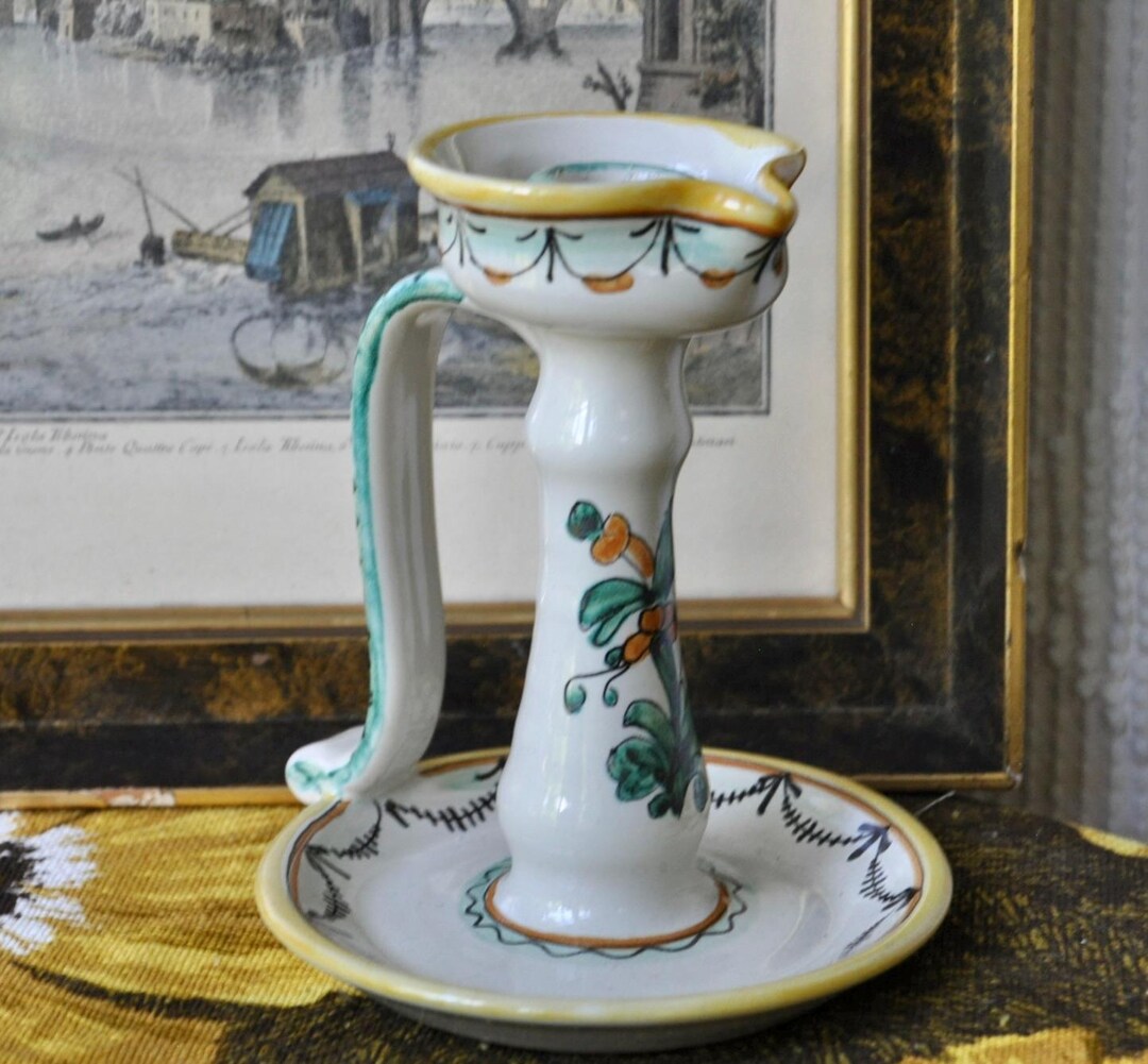 Vintage Italian Majolica Candlestick Holder: Bottega Giustiani Marilena ...