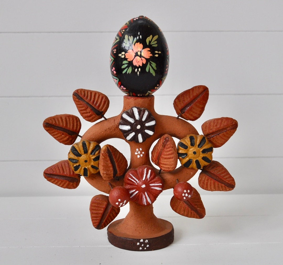 Vintage Mexican Tree of Life Pottery Candleholder/hand Made Hand ...