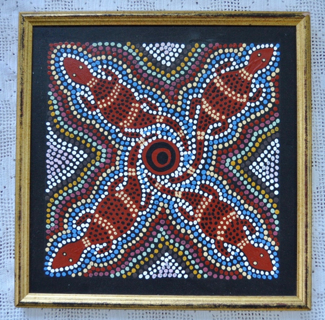 Original Vintage Aborigine Dot Painting/indigenous Art/bright Geometric ...