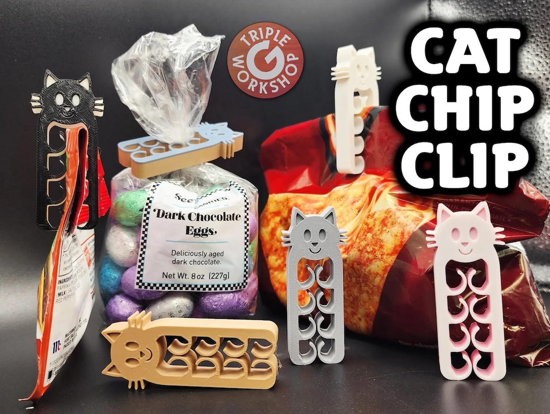 Cute Cat Chip Clips | 3D Printed Kitchen Accessory - Etsy