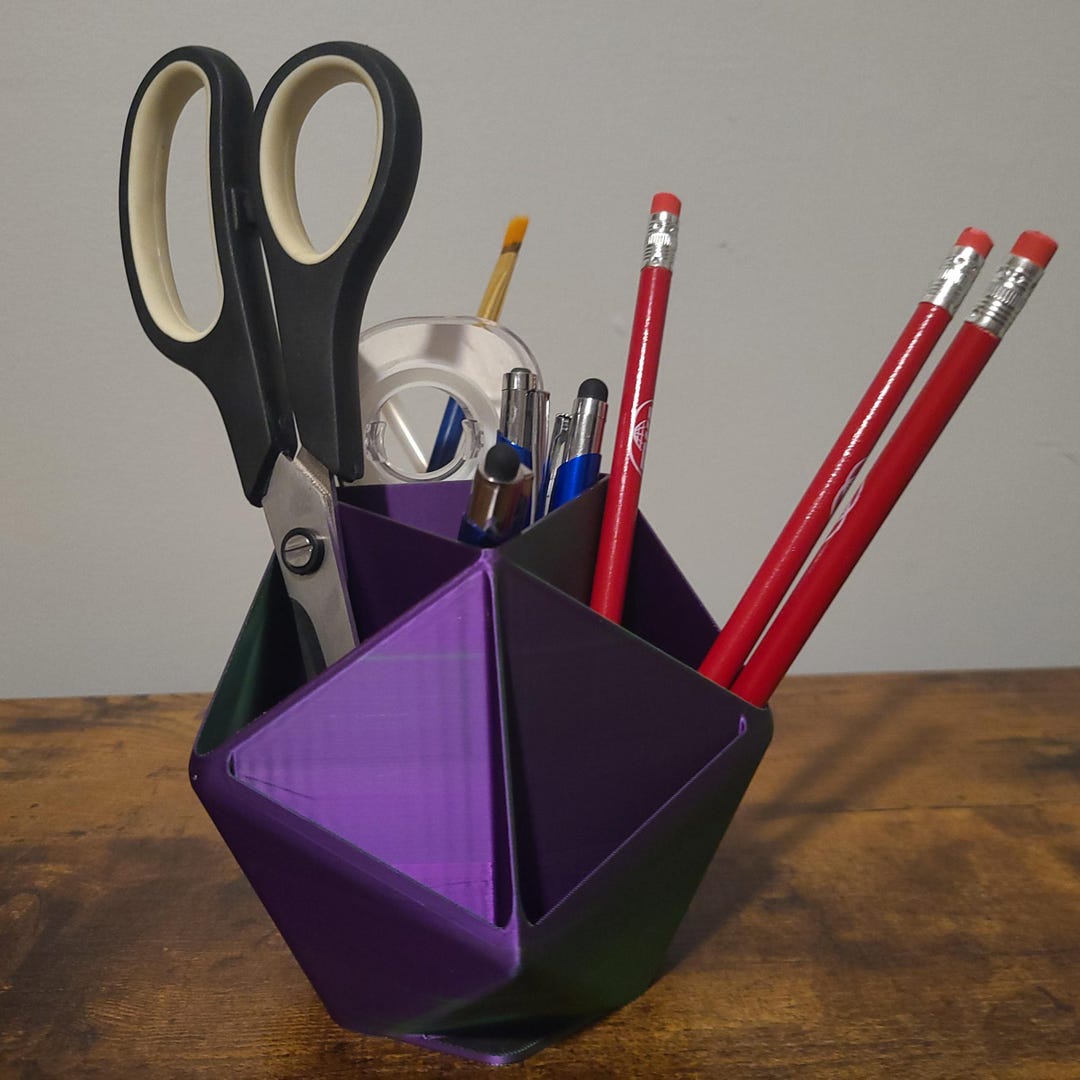 D20 Dice Pen/pencil Holder | Multi Compartment | Sleek Modern Design ...
