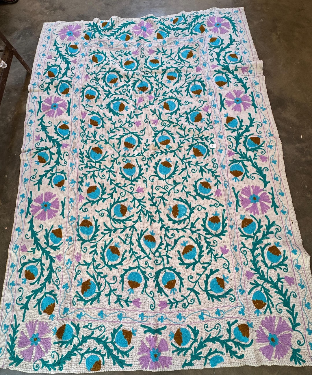Vintage Suzani Embroidery, Handmade Kantha Blanket, Quilt, Home Decor ...