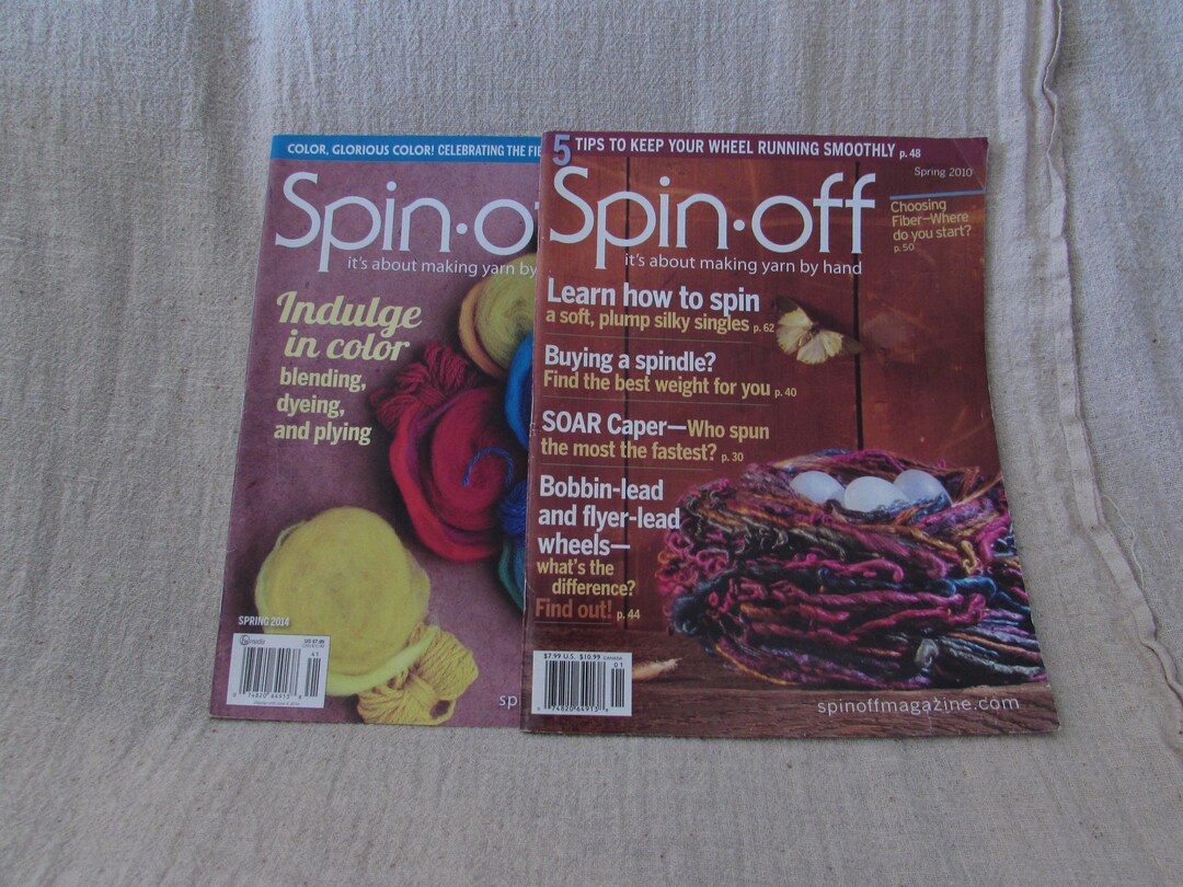 Spin-off Magazines Spring 2010 and Spring 2014 Knitting Spinning Wool ...