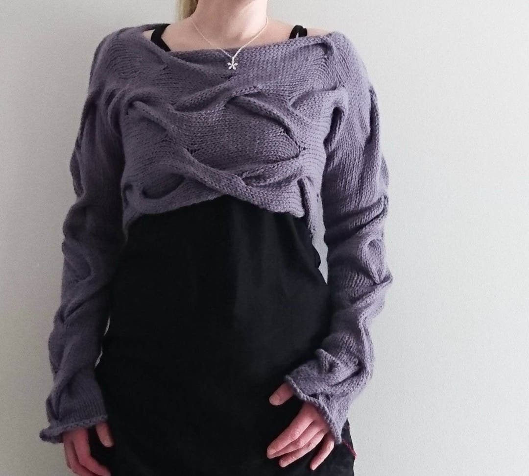 Chunky Cable Knit Sweater Pattern • Cropped Pullover • Easy Knitting ...