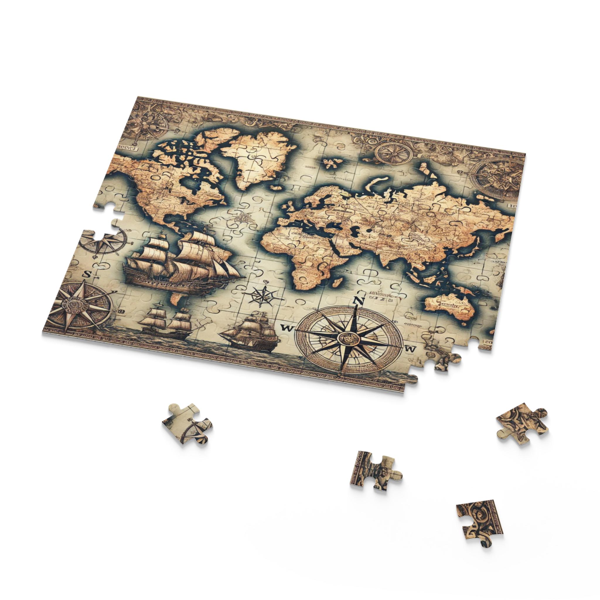 Puzzle, Vintage World Map Jigsaw Puzzle 120, 252, 500 Piece, Geography ...