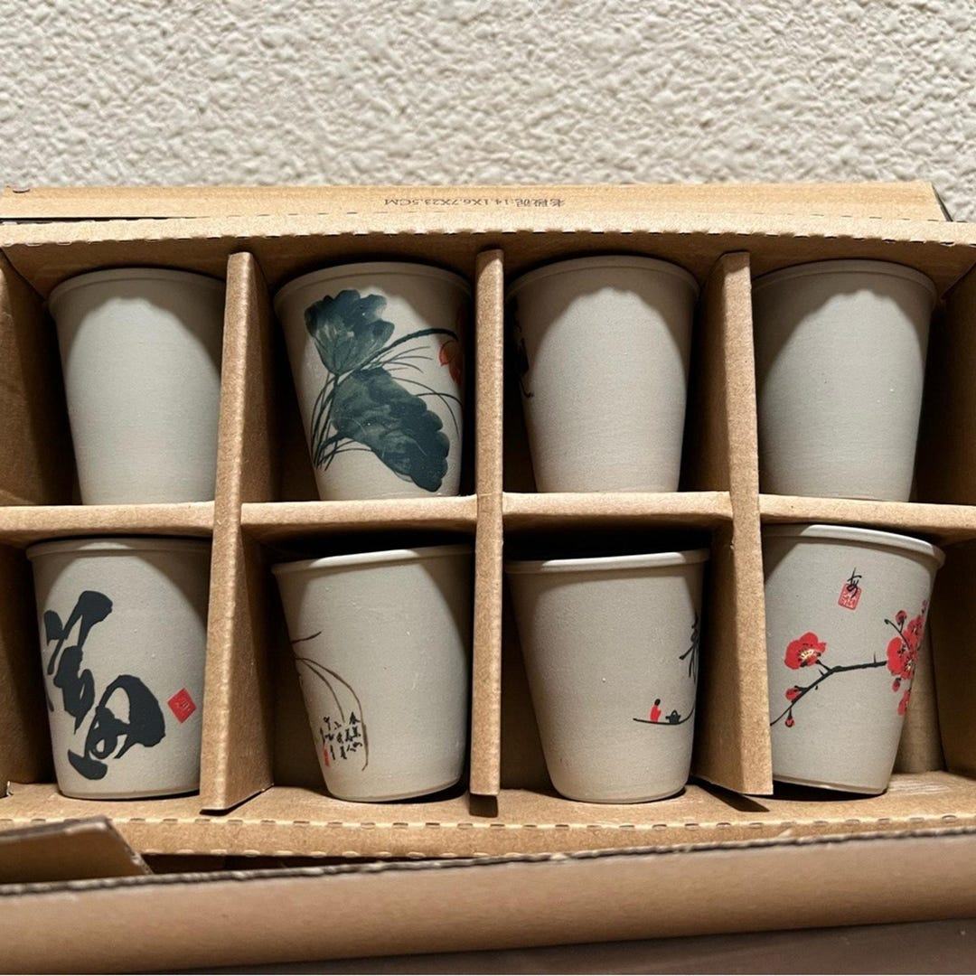 Elegant Ceramic Art Cups Set - Floral Design - Etsy
