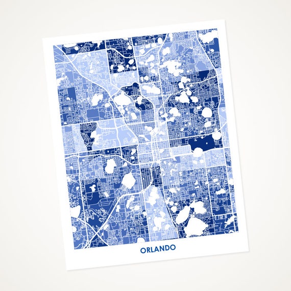 Orlando Map Print. Choose the Colors and Size. Florida City | Etsy