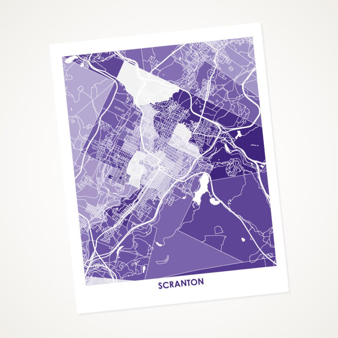 Juanitas Scranton Map Print. University Wall Art. Choose Your Colors ...