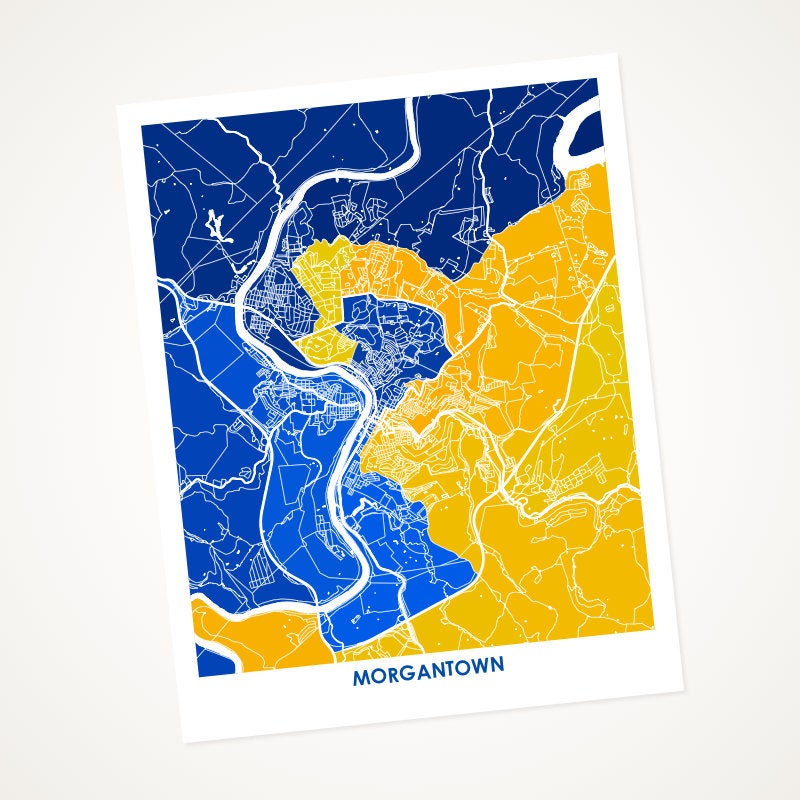 Morgantown Map Print. Choose Your Color and Size. Perfect Gift for the ...