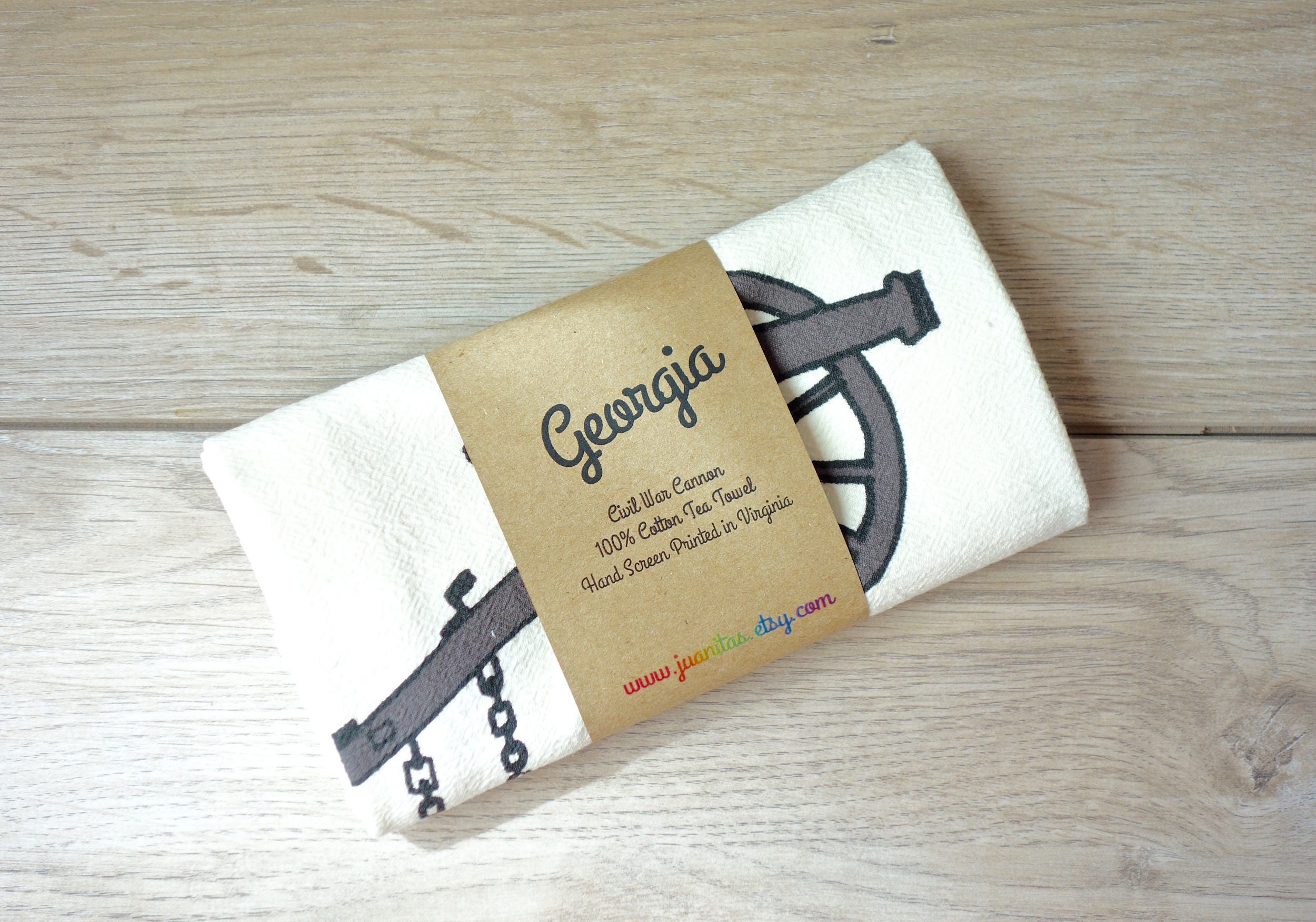 Georgia Civil War Cannon Tea Towel. GA State Illustration. Kitchen and ...