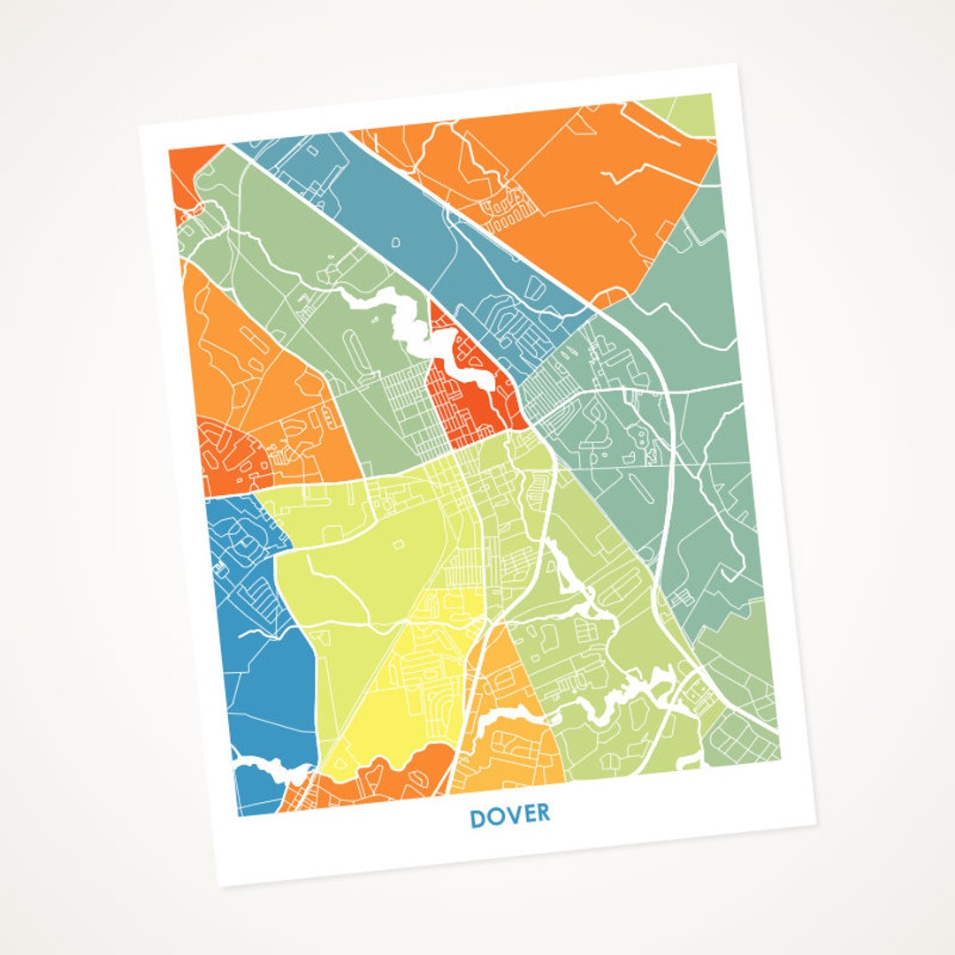Dover DE Map Print. Choose the Color and Size. Delaware Local Wall Art ...