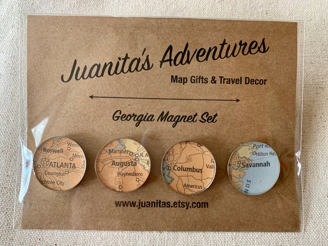 Georgia Map Magnets. Made From Antique Maps for Your Kitchen, or Your ...